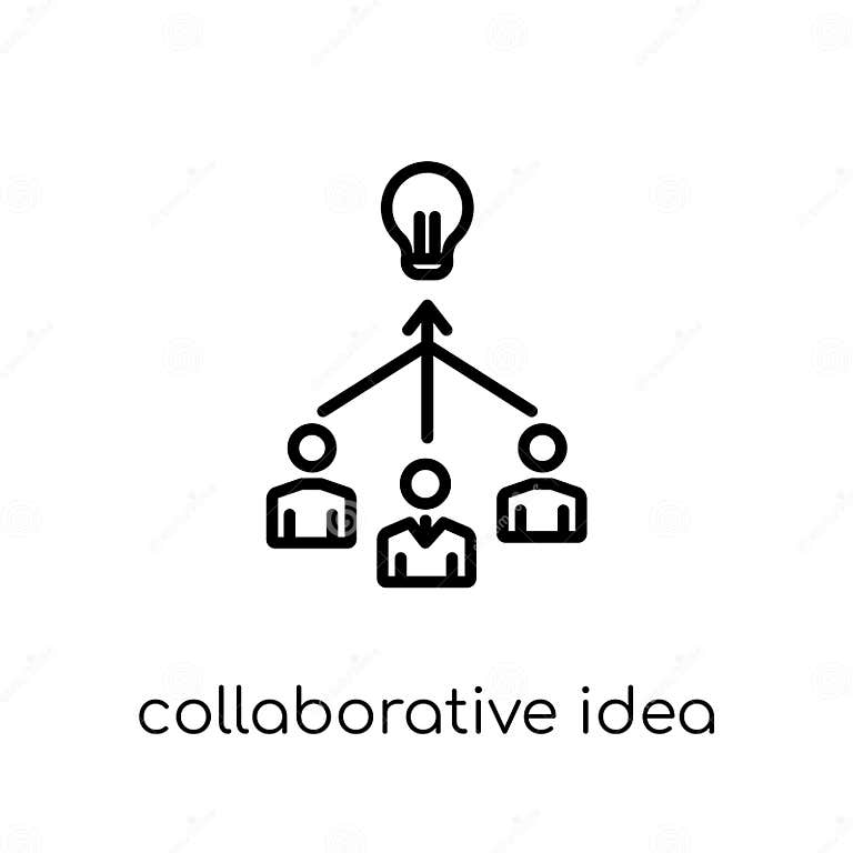 Collaborative Idea Icon. Trendy Modern Flat Linear Vector Collaborative ...