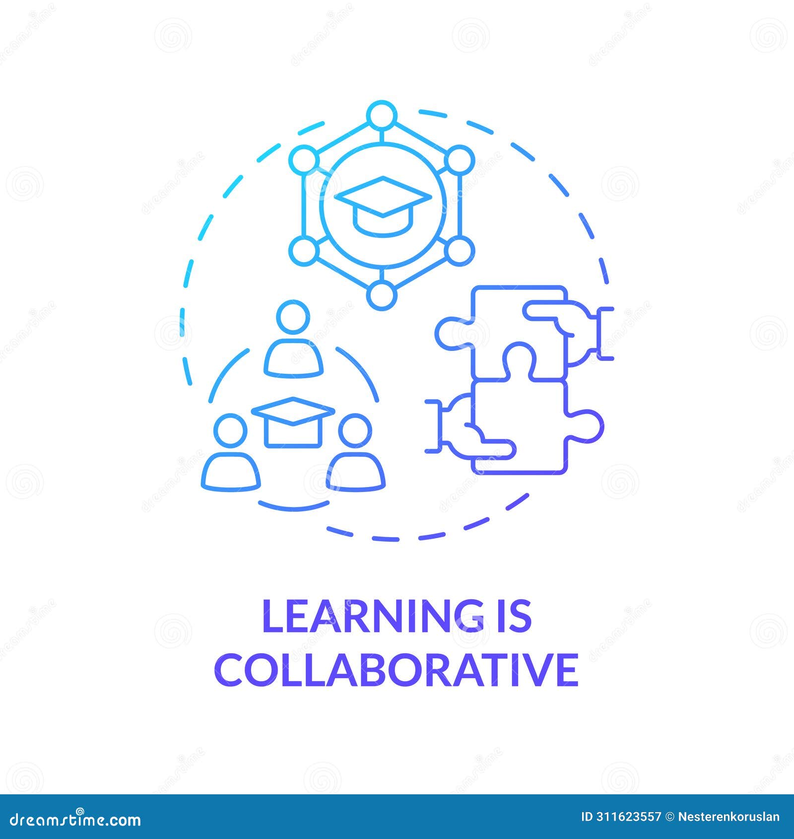 Collaborative Learning Blue Gradient Concept Icon Stock Vector - Illustration of team, abstract ...