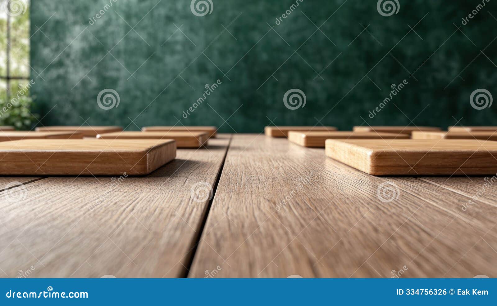 Collaborative Learning Environment Classroom with Chalkboard and Desks ...