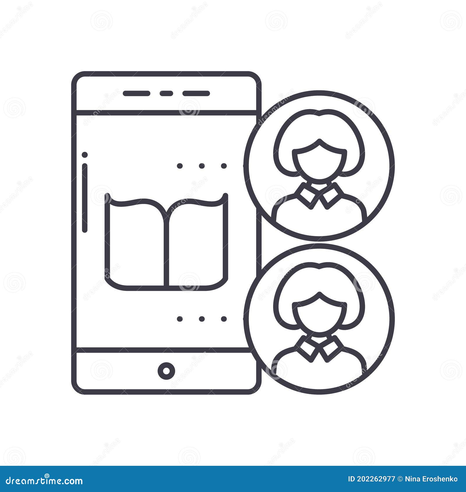 Collaborative Learning Icon, Linear Isolated Illustration, Thin Line ...