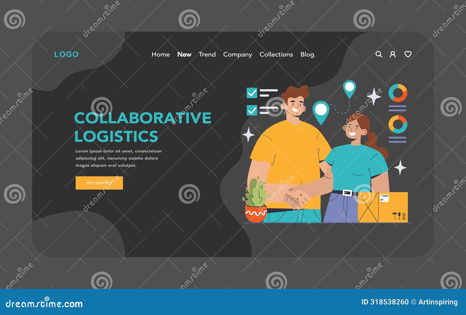 Collaborative Logistics Concept. Flat Vector Stock Vector ...
