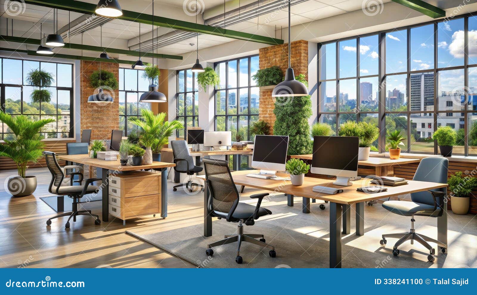 A Collaborative Office Environment with Shared Workspaces Stock Photo ...
