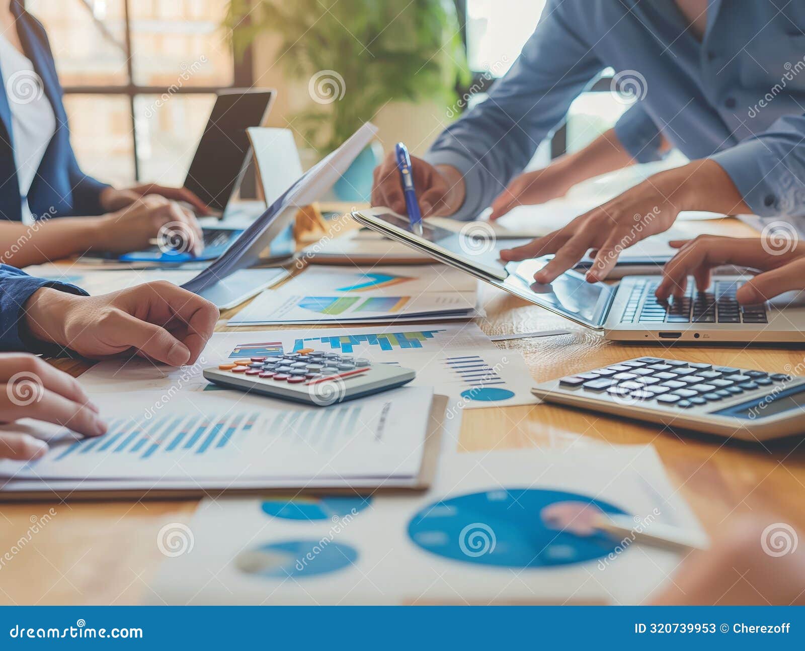 Collaborative Office Work with Laptops and Documents Stock Illustration ...