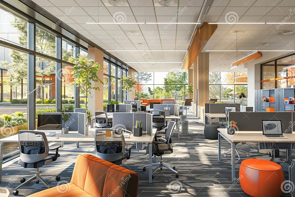 A Collaborative Open Office with Shared Desks and Casual Breakout Areas ...