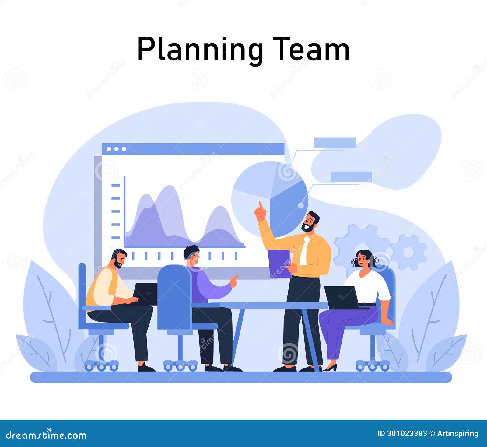 Collaborative Planning Team Deep in Discussion Stock Vector ...