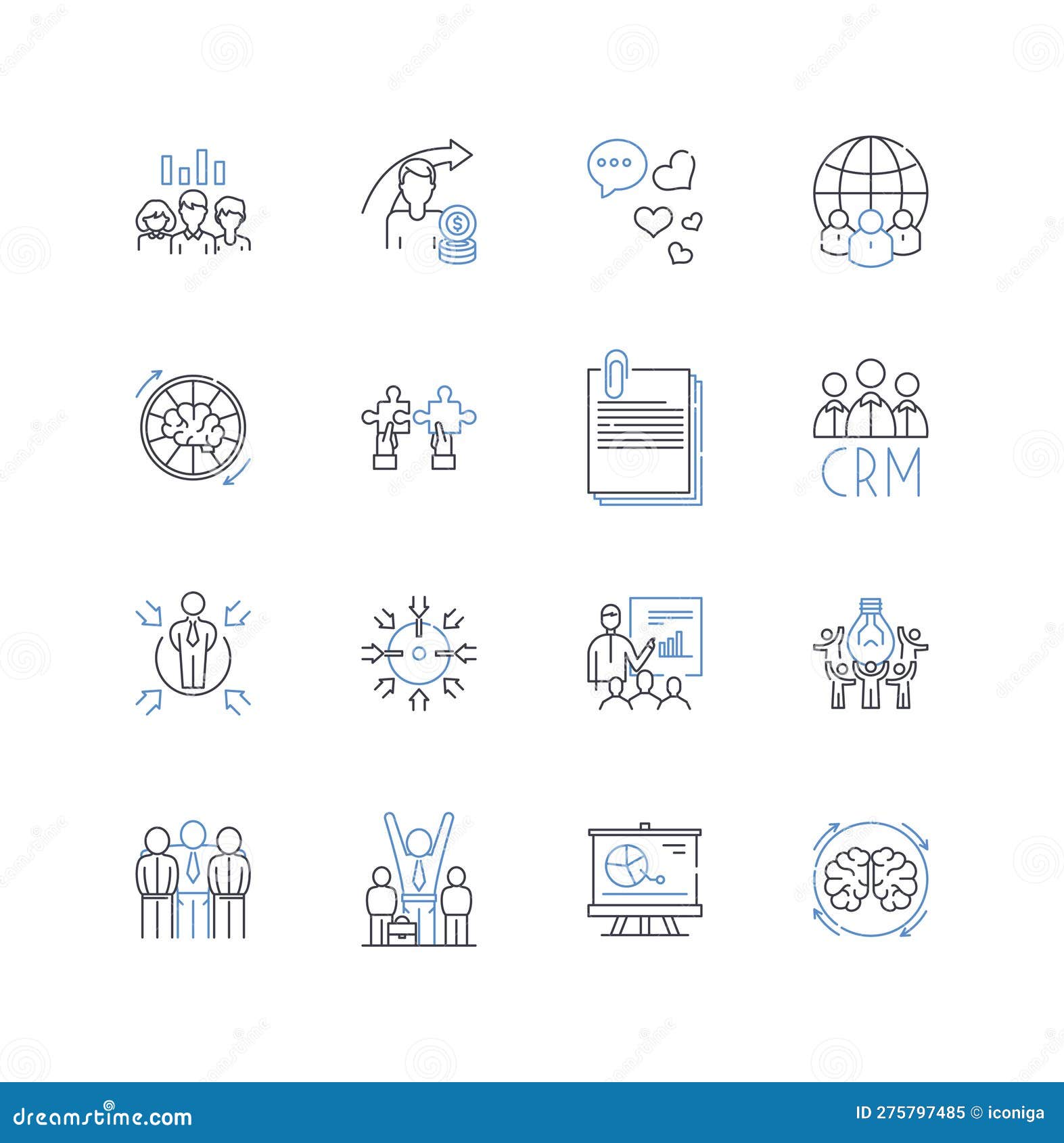 Collaborative Process Line Icons Collection. Partnership, Shared ...