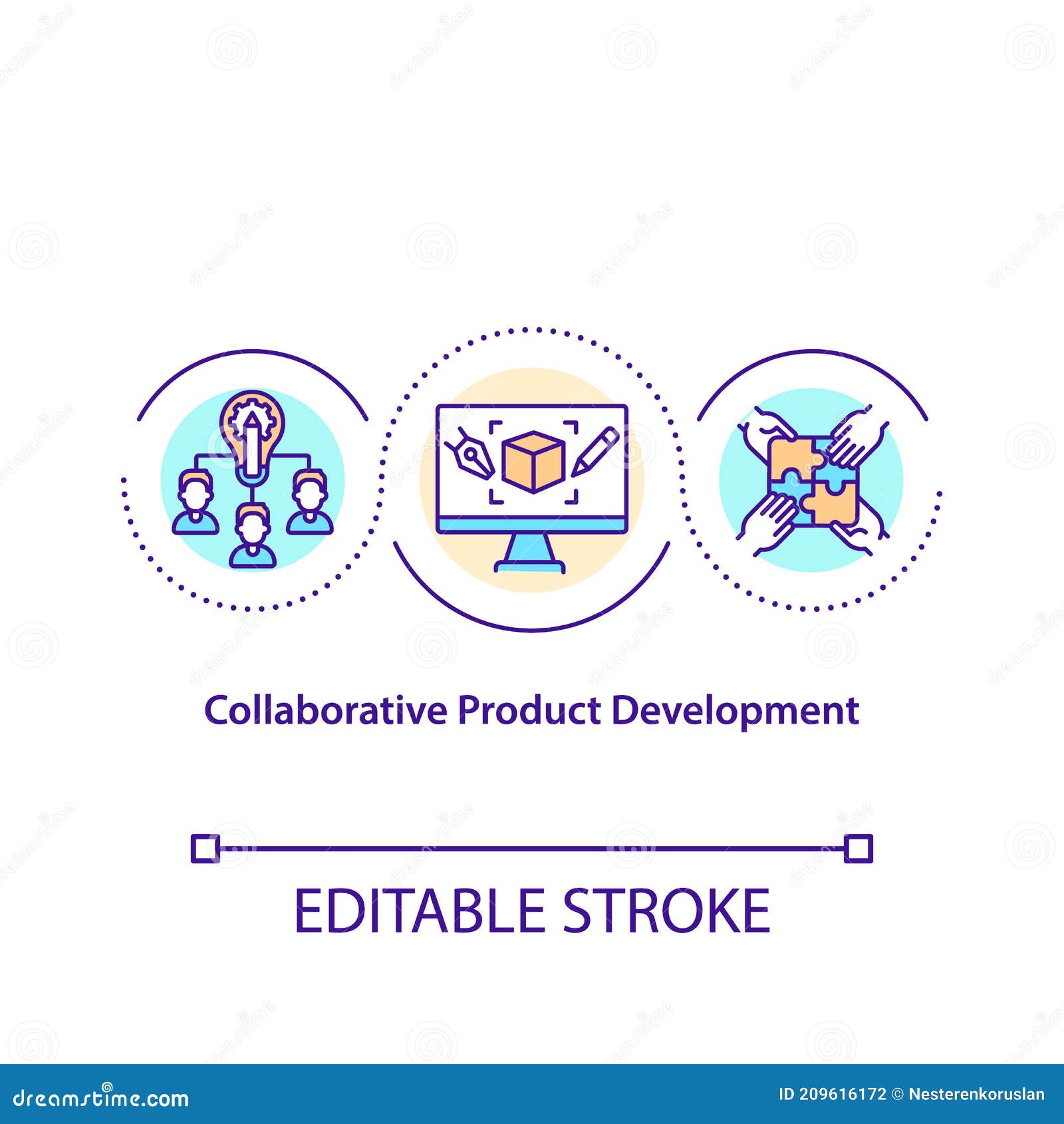 Outline Collaborative Idea Vector Icon. Isolated Black Simple Line ...