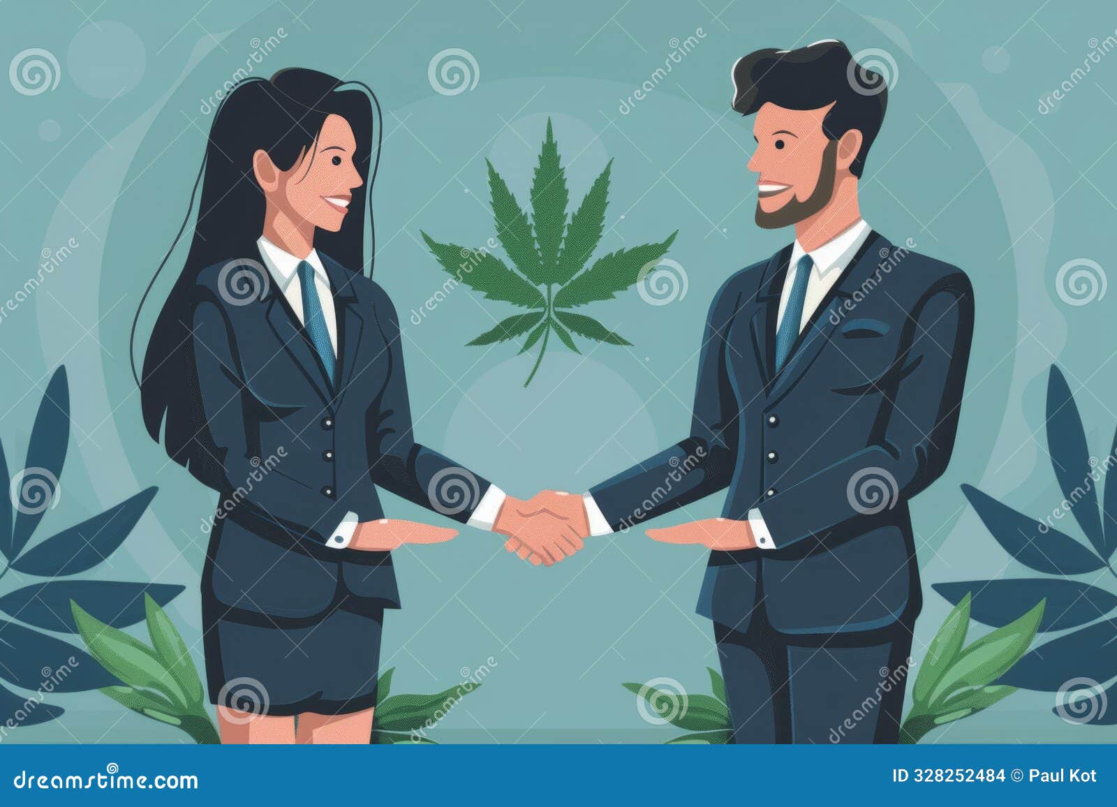 Collaborative Puzzle Solving Led by Businessman and Woman for a Shared ...