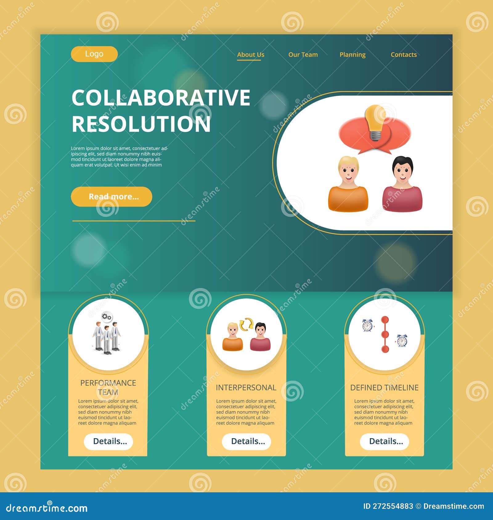 Collaborative Resolution Flat Landing Page Website Template ...