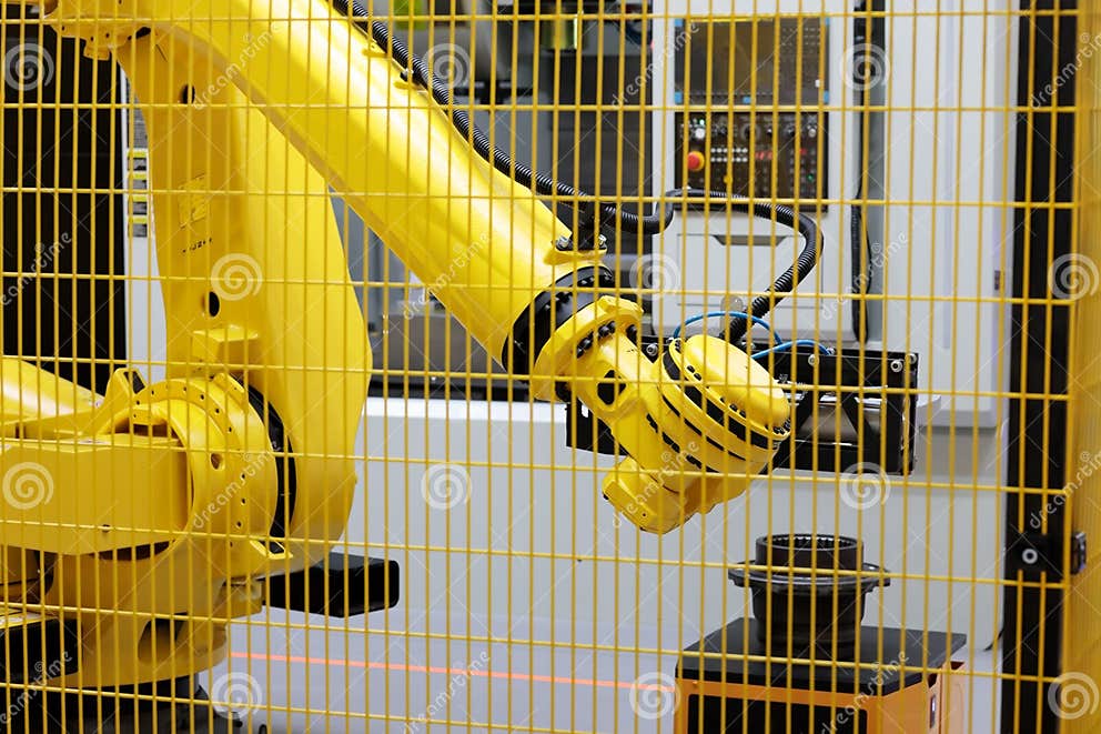 Collaborative Robot and CNC Machine in Work Cell Stock Image - Image of ...