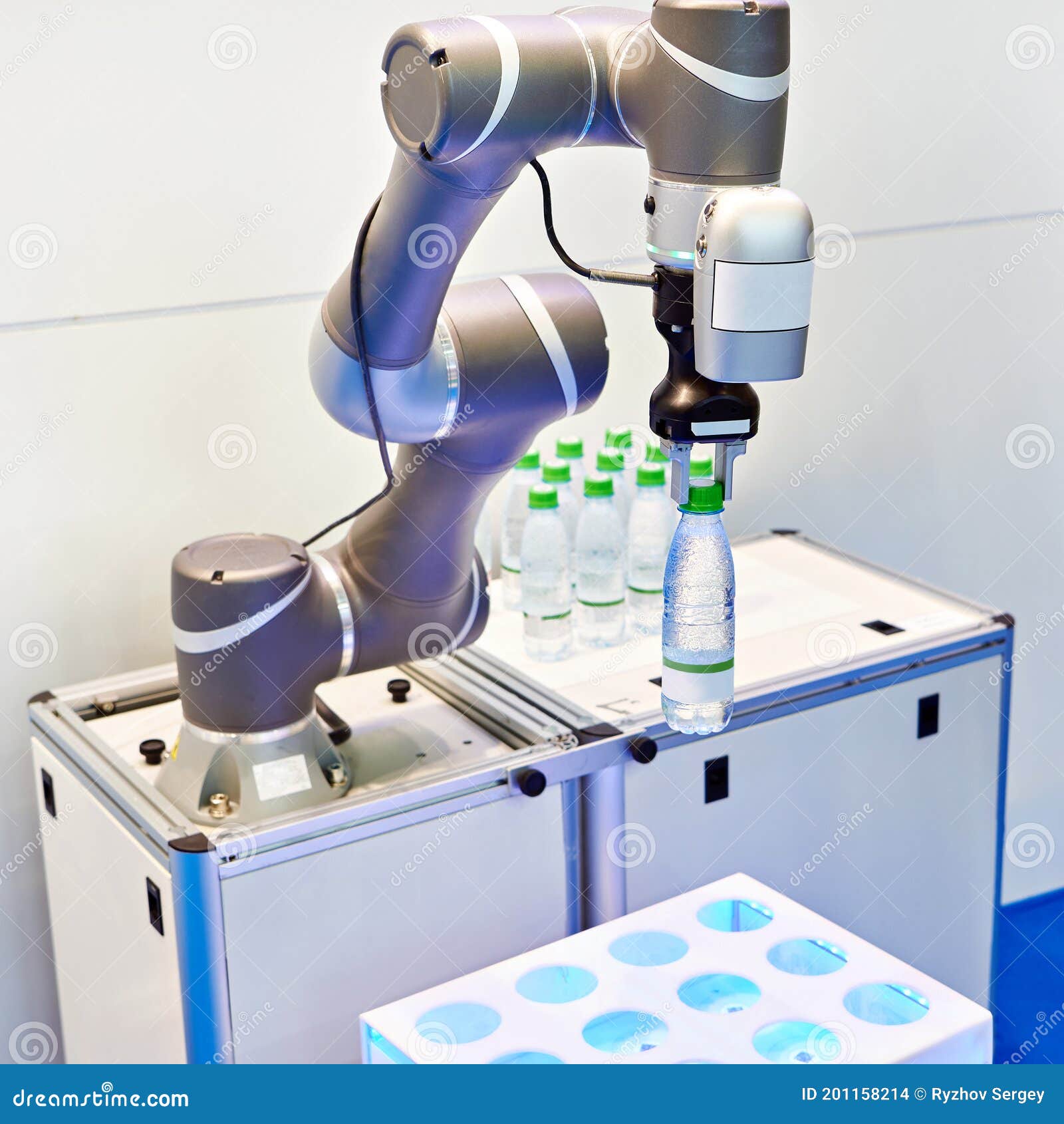 Collaborative Robotic Arms with Bottle Stock Photo - Image of ...