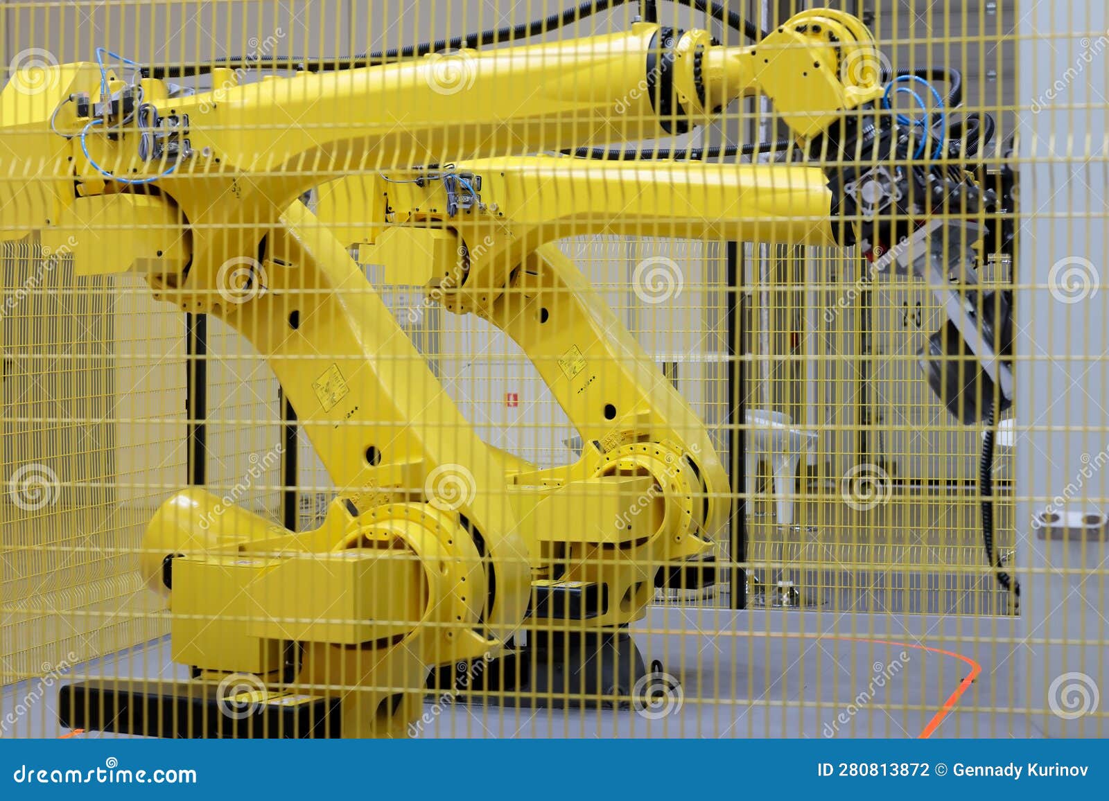 Collaborative Robotic Work Cell with Two Robots Stock Photo - Image of ...