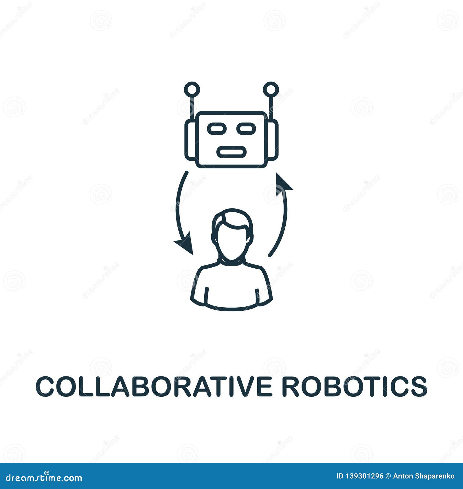 Collaborative Robotics Icon Thin Line Style Industry 4 0 Icons