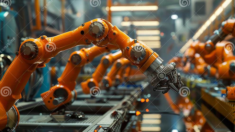 Collaborative Robots and Human Workers in Synergy, Showcasing Automation in Industrial Setting ...