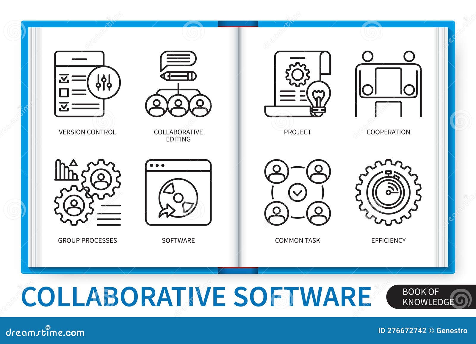 Collaborative Software Infographics Linear Icons Collection Royalty ...