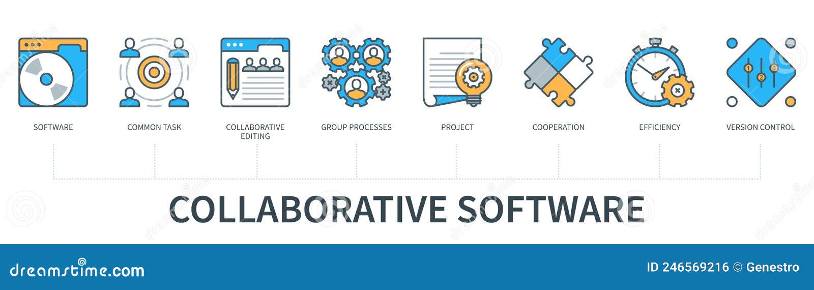 Collaborative Software Infographics Linear Icons Collection Royalty ...