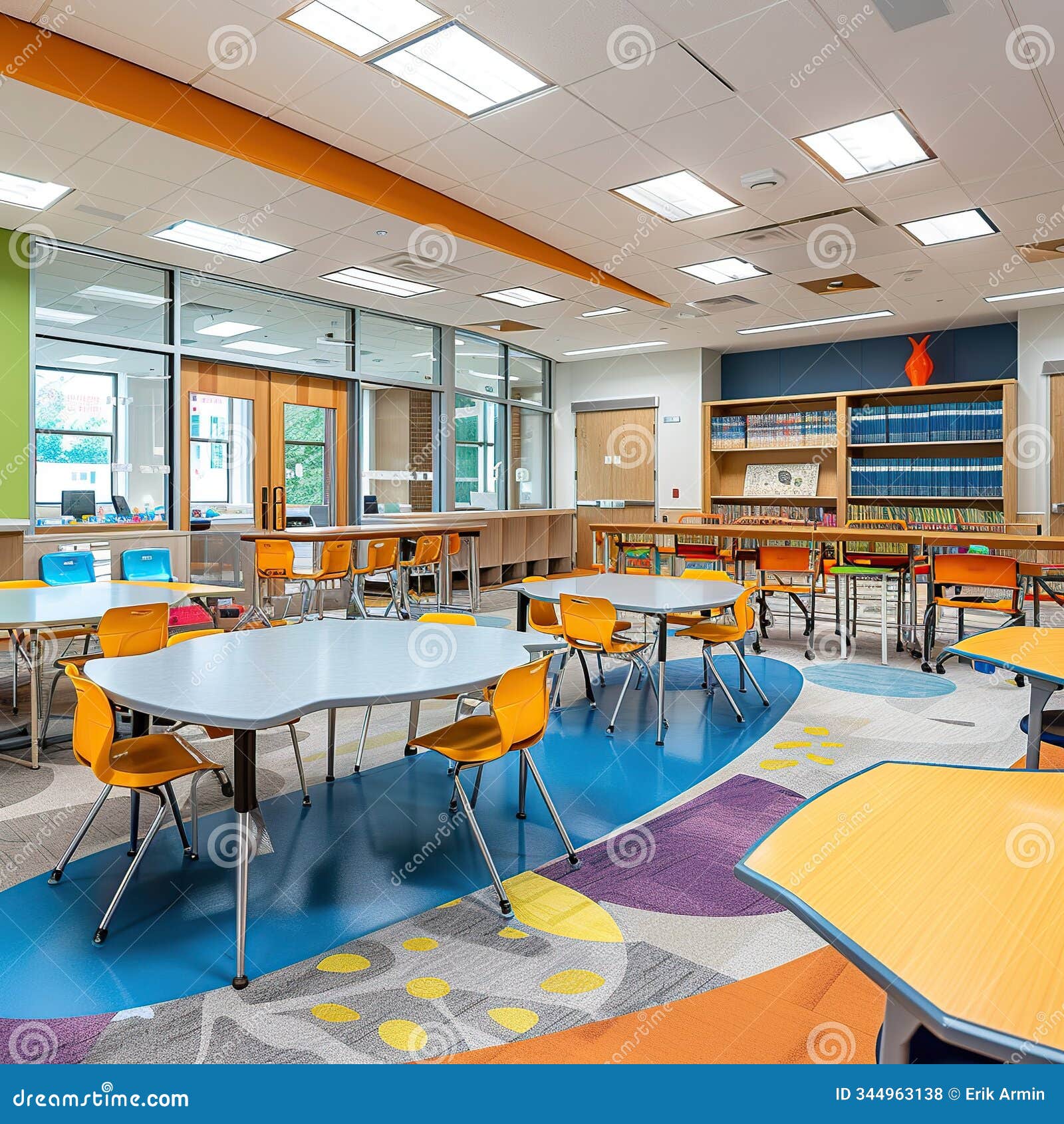 A Collaborative Study Area with Group Work Tables, Clearly Marked Zones ...