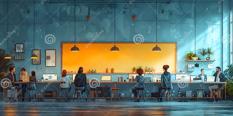 Collaborative Success - Corporate Teamwork in Progress Stock Illustration - Illustration of ...