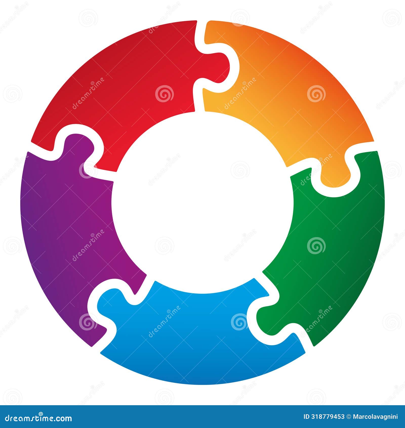 Collaborative Symbol of Puzzle Pieces Linked in a Circular Pattern ...