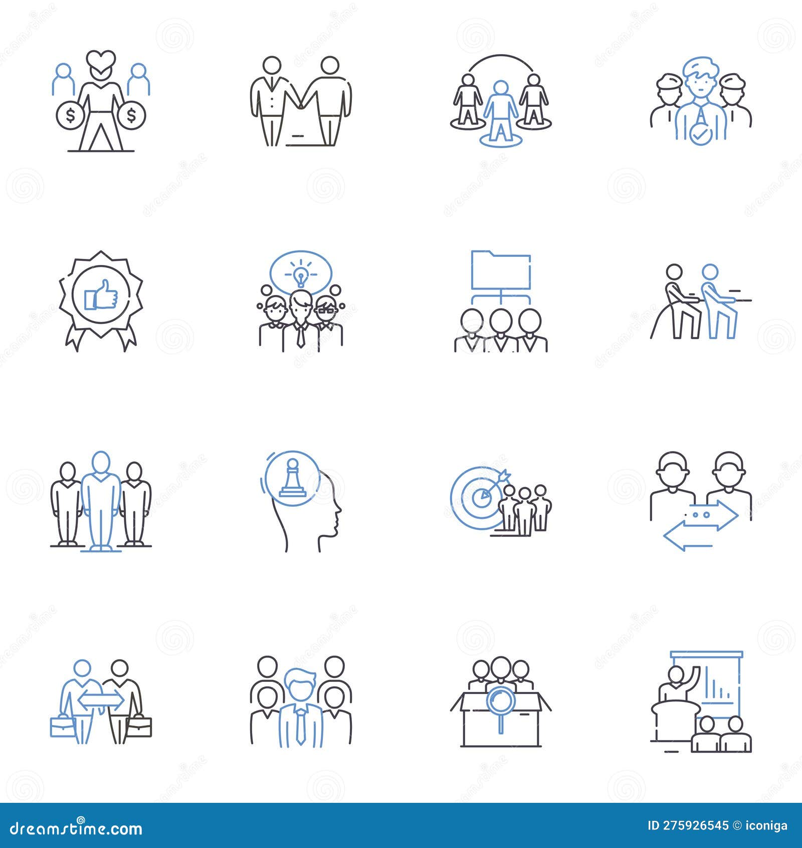 Collaborative Tasks Line Icons Collection. Brainstorming, Communication ...
