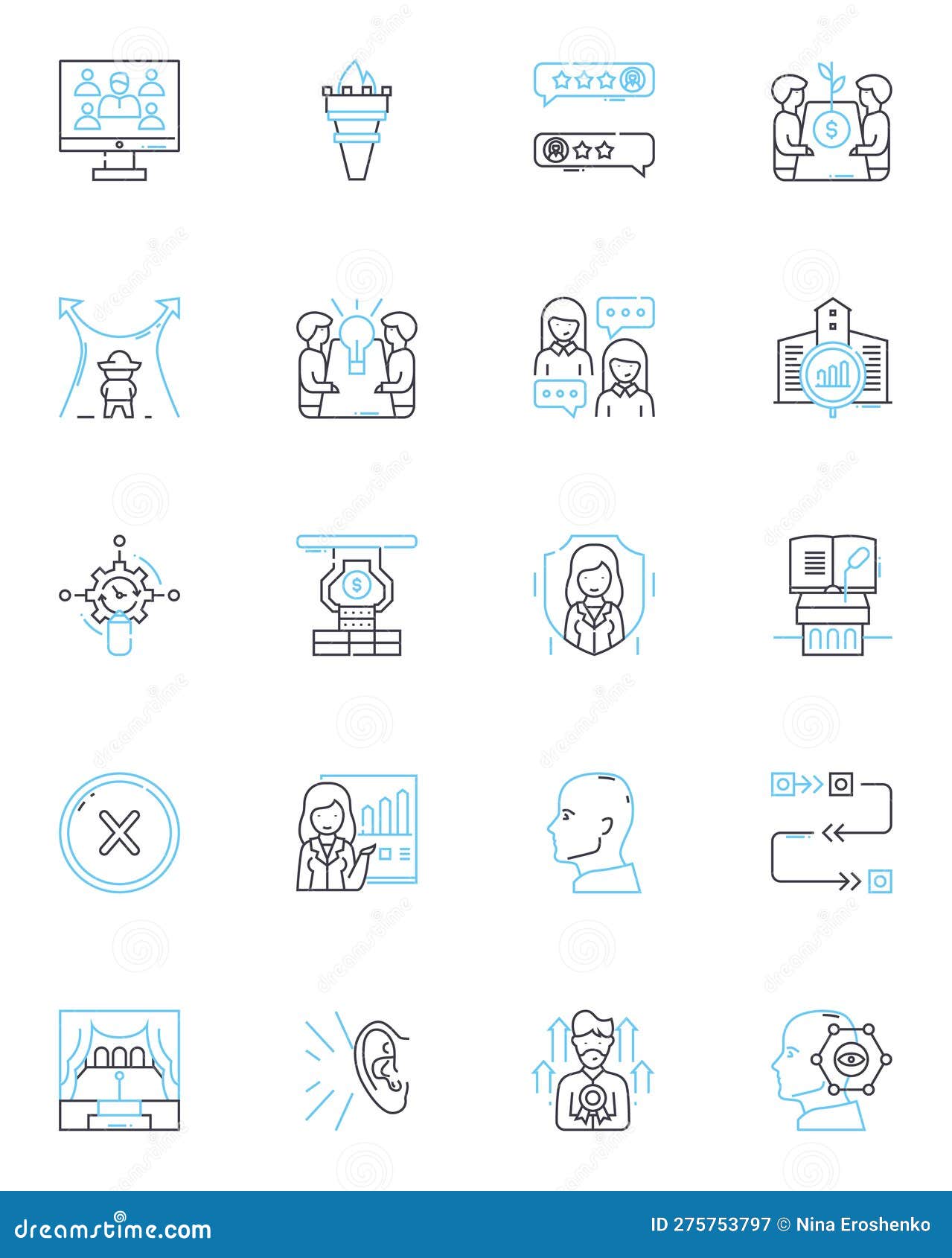 Collaborative Teams Linear Icons Set. Synergy, Partnership, Cooperation ...