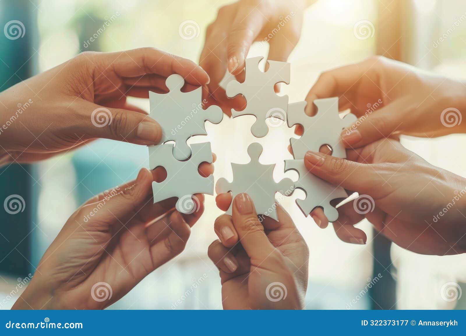 Collaborative Teamwork Concept with Diverse Hands Connecting Puzzle ...