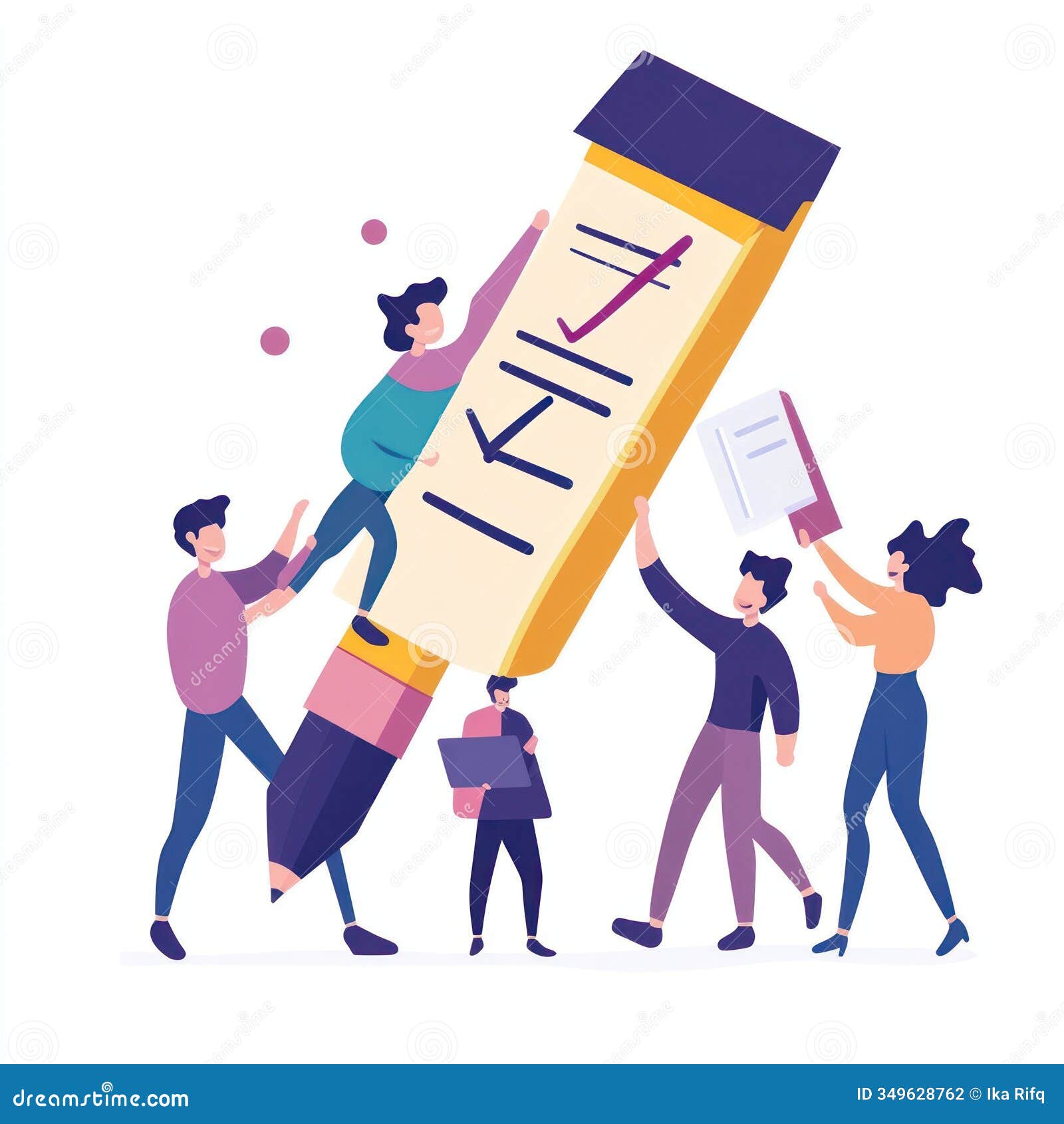 Collaborative Teamwork Illustration, People Working Together On A ...