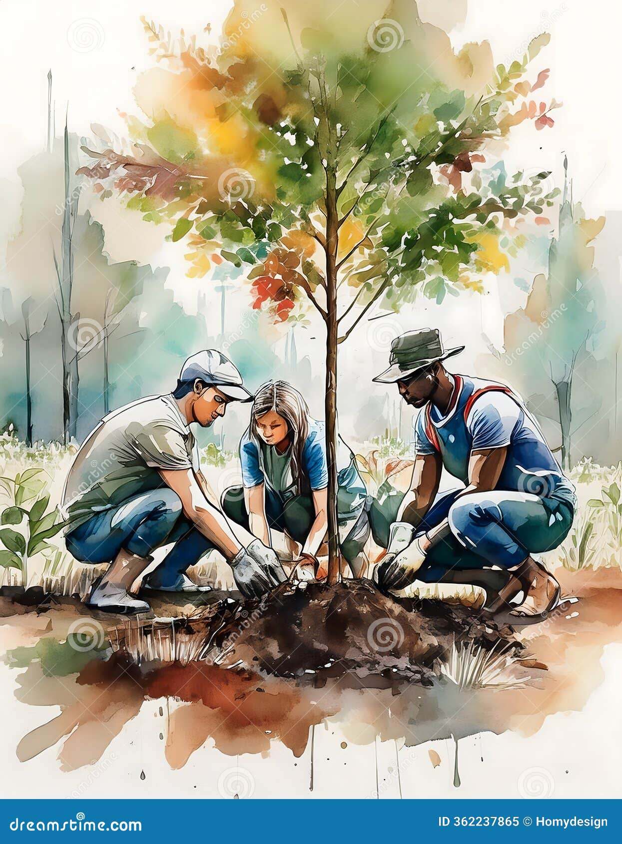 A Collaborative Tree-planting Effort, Showcasing Teamwork and ...
