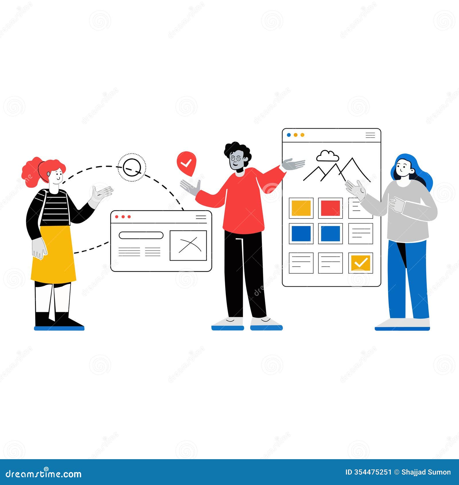 Collaborative Web Design Team Vector Art Illustration Template Stock Illustration - Illustration ...