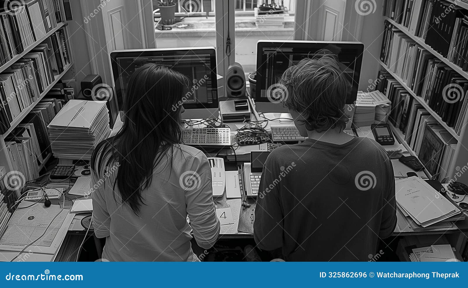 Collaborative Work in a Busy Office Setting Stock Illustration - Illustration of modern ...