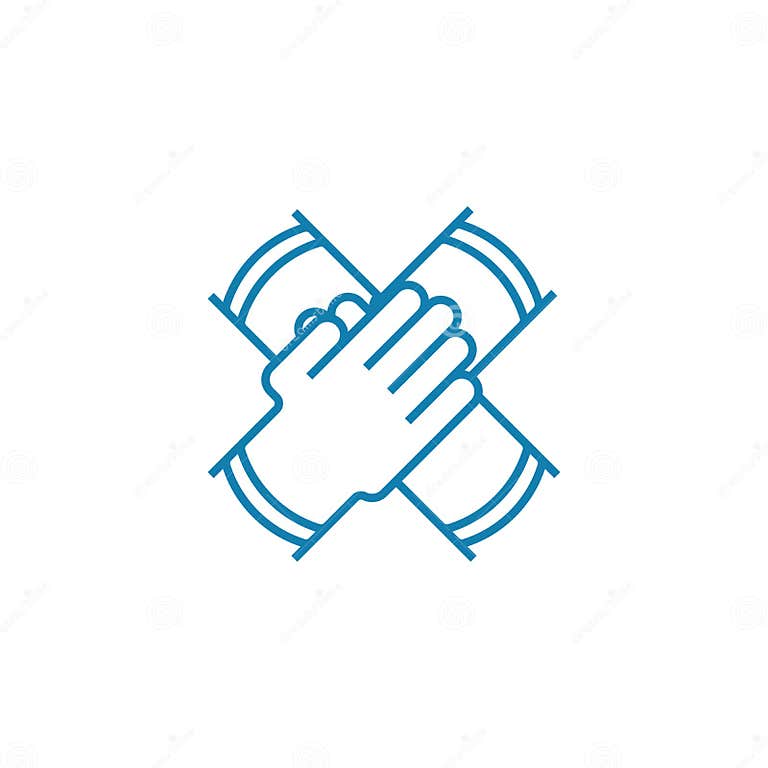 Collaborative Work Linear Icon Concept. Collaborative Work Line Vector ...