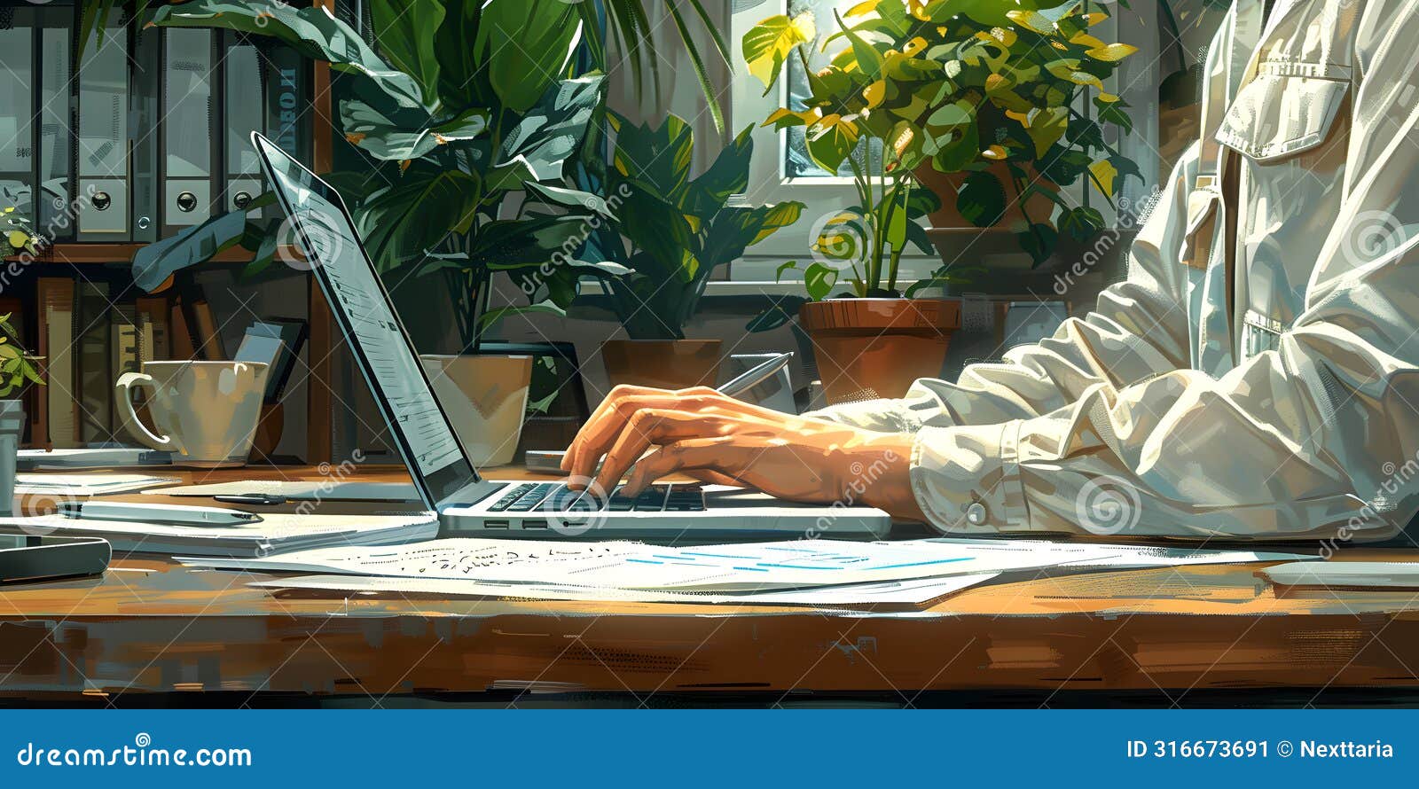 Collaborative Work in Progress - Meeting Room Scene Stock Illustration ...