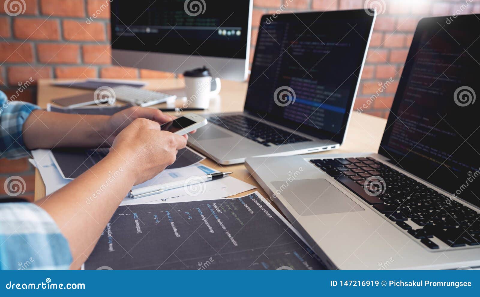 Collaborative Work Software Engineers Website Developer Technologies or Programmer Working ...