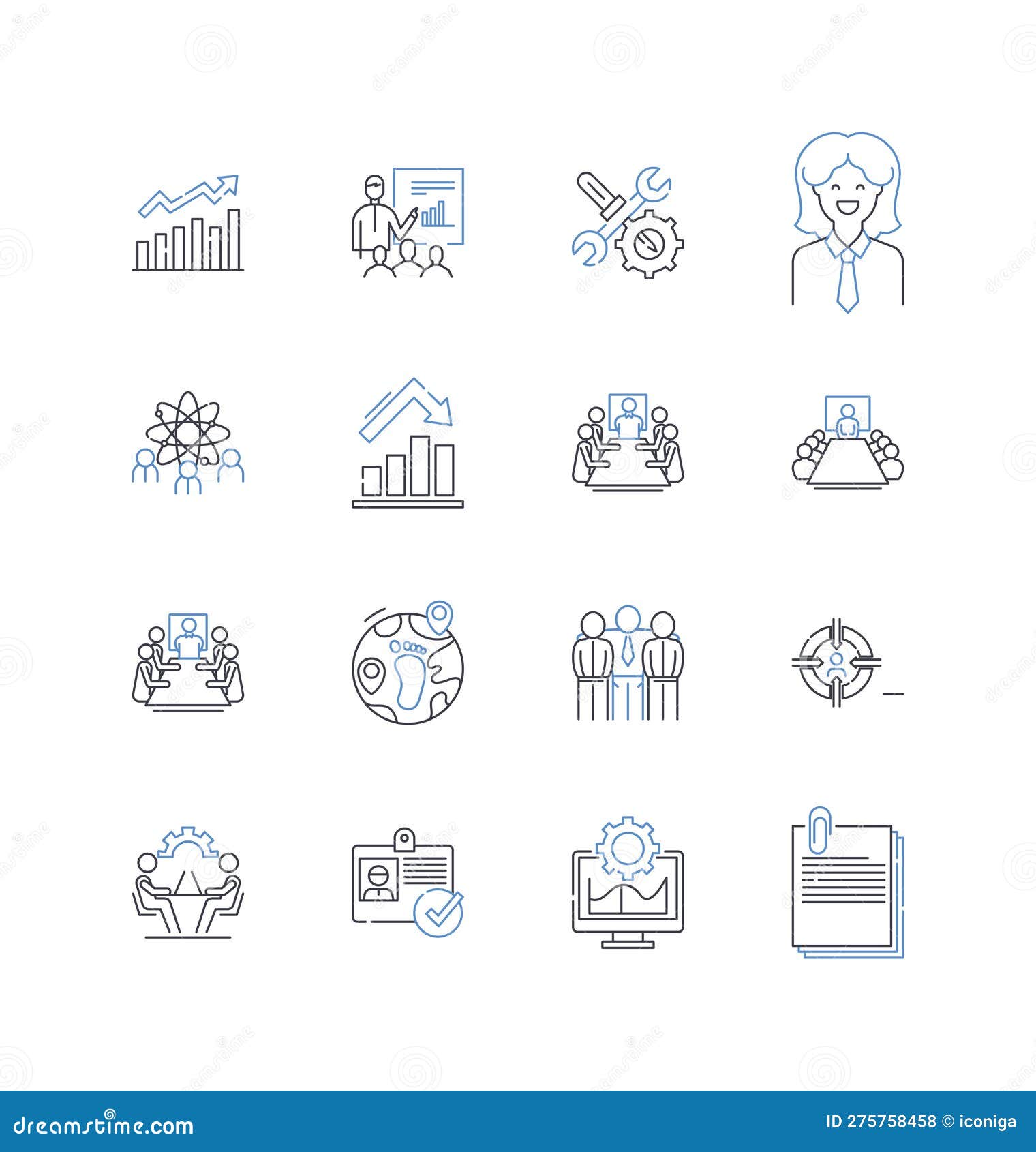 Collaborative Workspace Line Icons Collection. Co-working ...