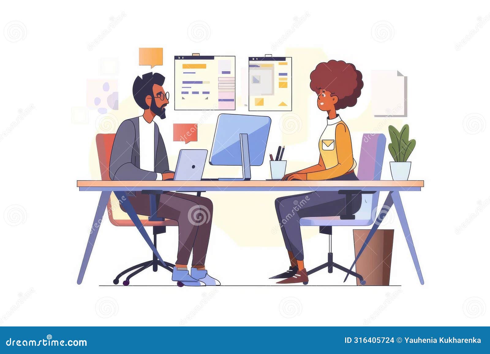 Collaborative Workspace stock illustration. Illustration of planning ...