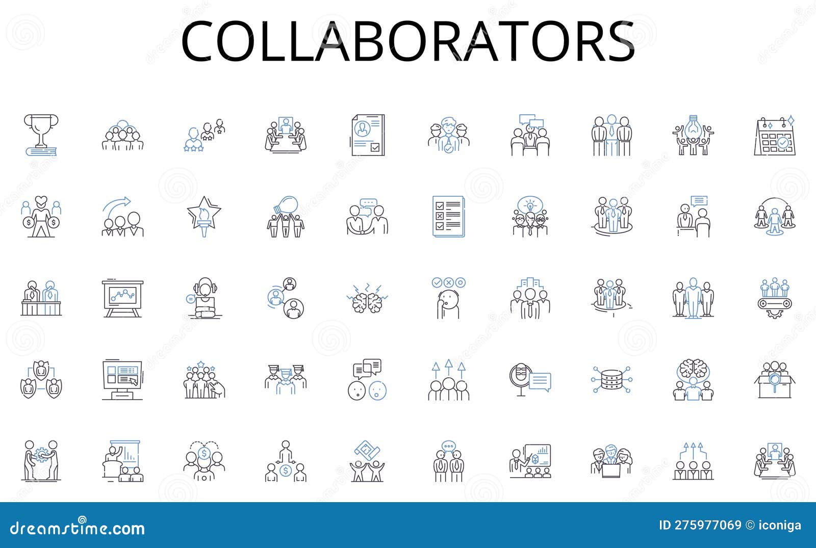 Collaborators Line Icons Collection. Communication, Interaction ...