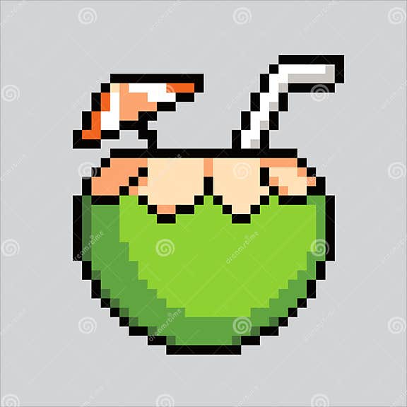 Pixel Art Coconut Drink Illustration Vector for Game Design Stock ...