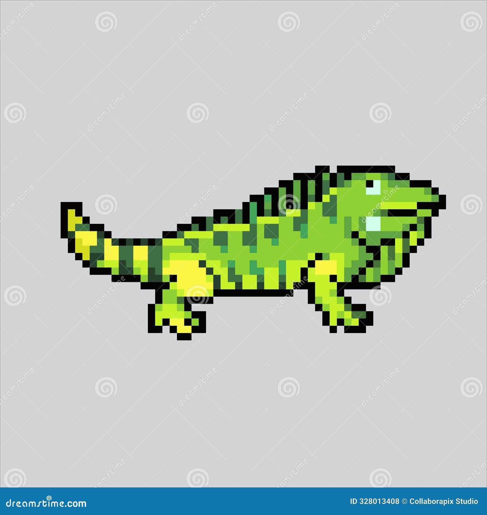 Pixel Art Komodo Dragon Lizard Illustration Vector For Game Design ...