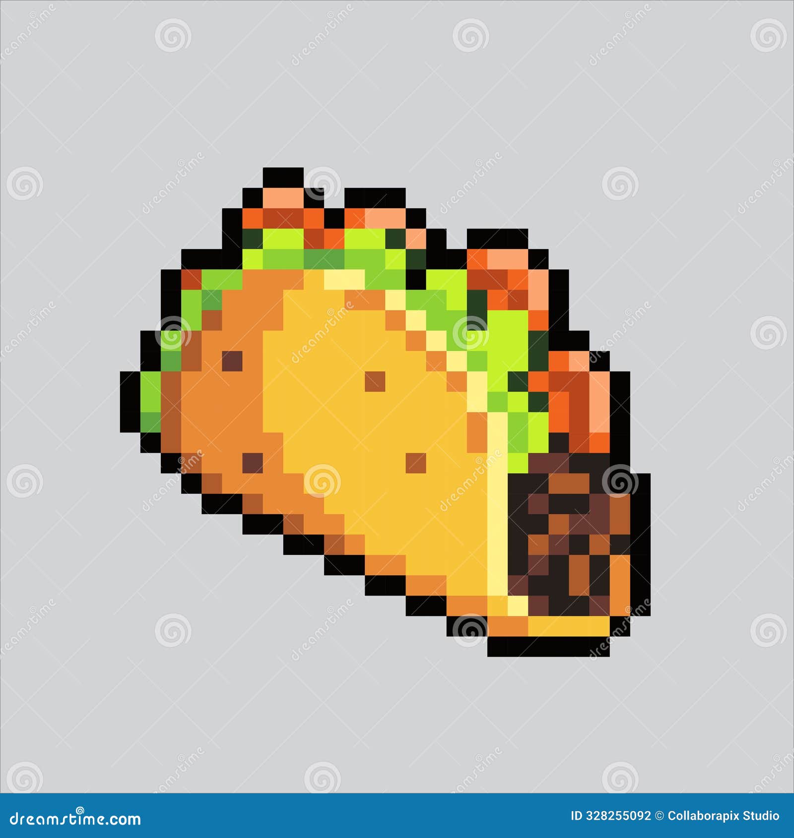 Pixel Art Taco Illustration Vector for Game Design Stock Illustration ...