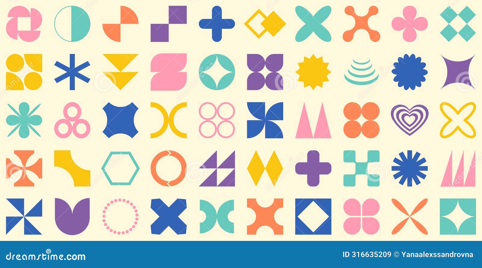 Collage of Abstract Aesthetic 2yk Geometric Design Elements. Retro ...