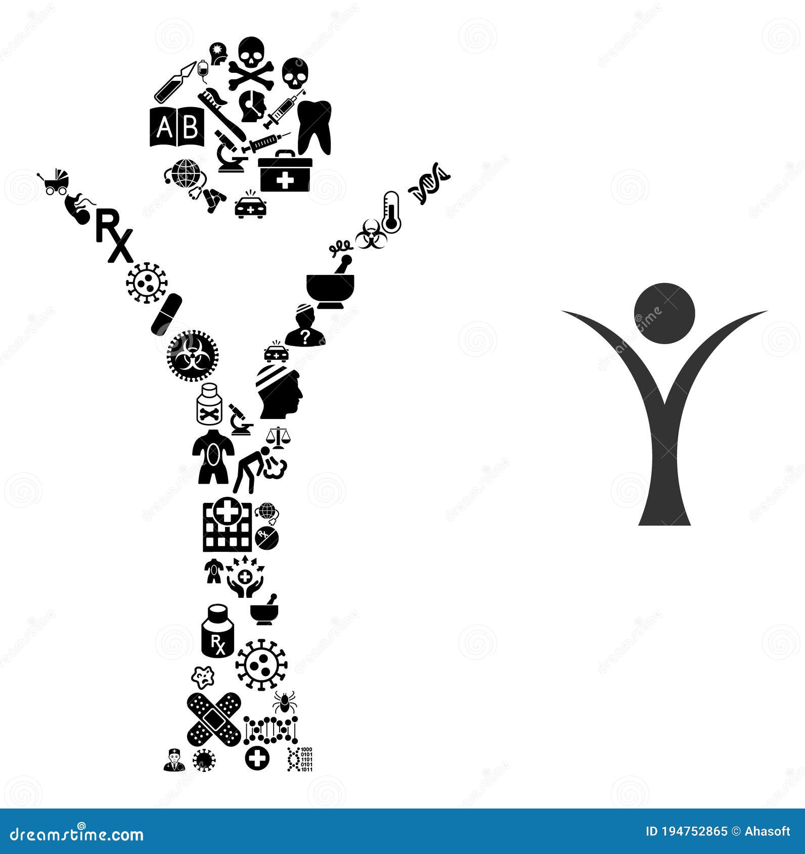 Collage Abstract Man with Medic Symbols Stock Vector - Illustration of ...