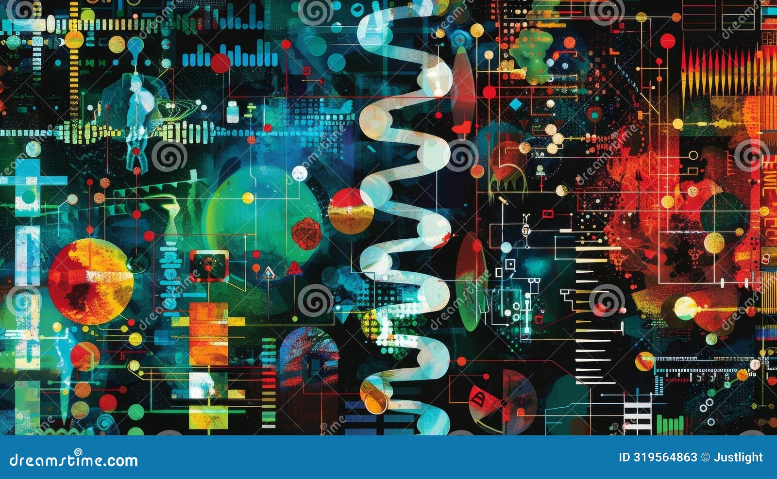 A Collage of Abstract Shapes and Symbols Representing the Diverse Range ...