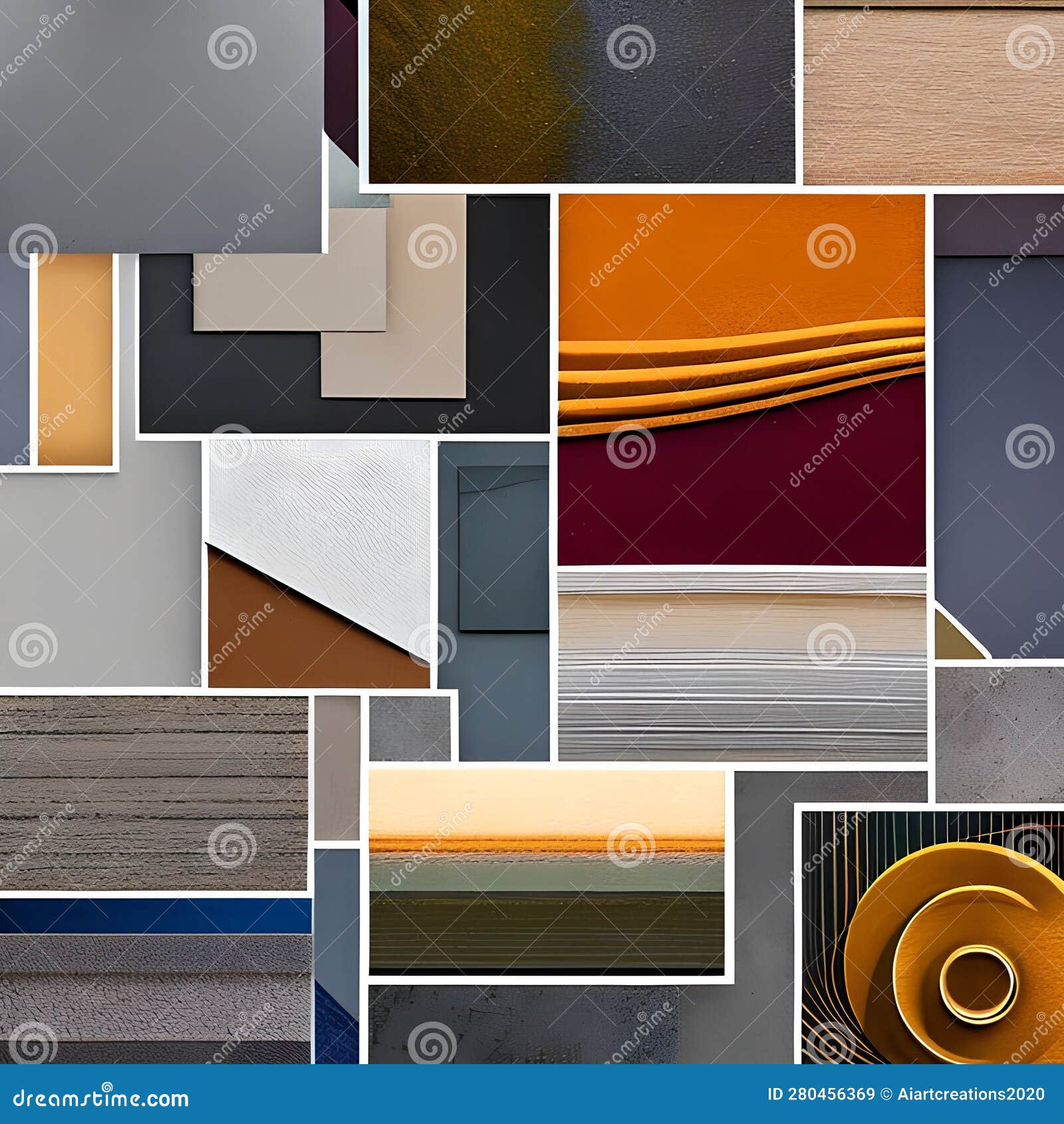 A Collage of Abstract Shapes, Textures, and Layers, Creating a Dynamic ...