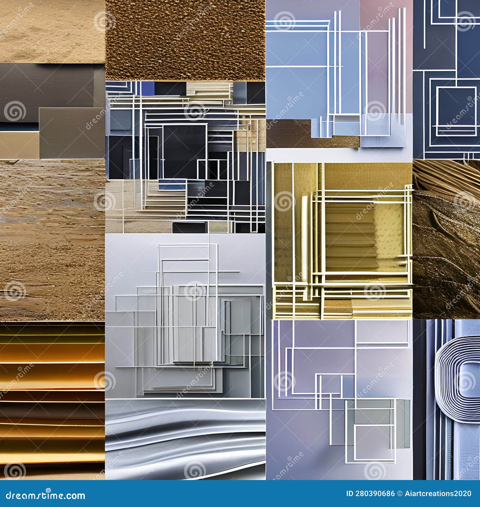 A Collage of Abstract Shapes, Textures, and Layers, Creating a Dynamic ...