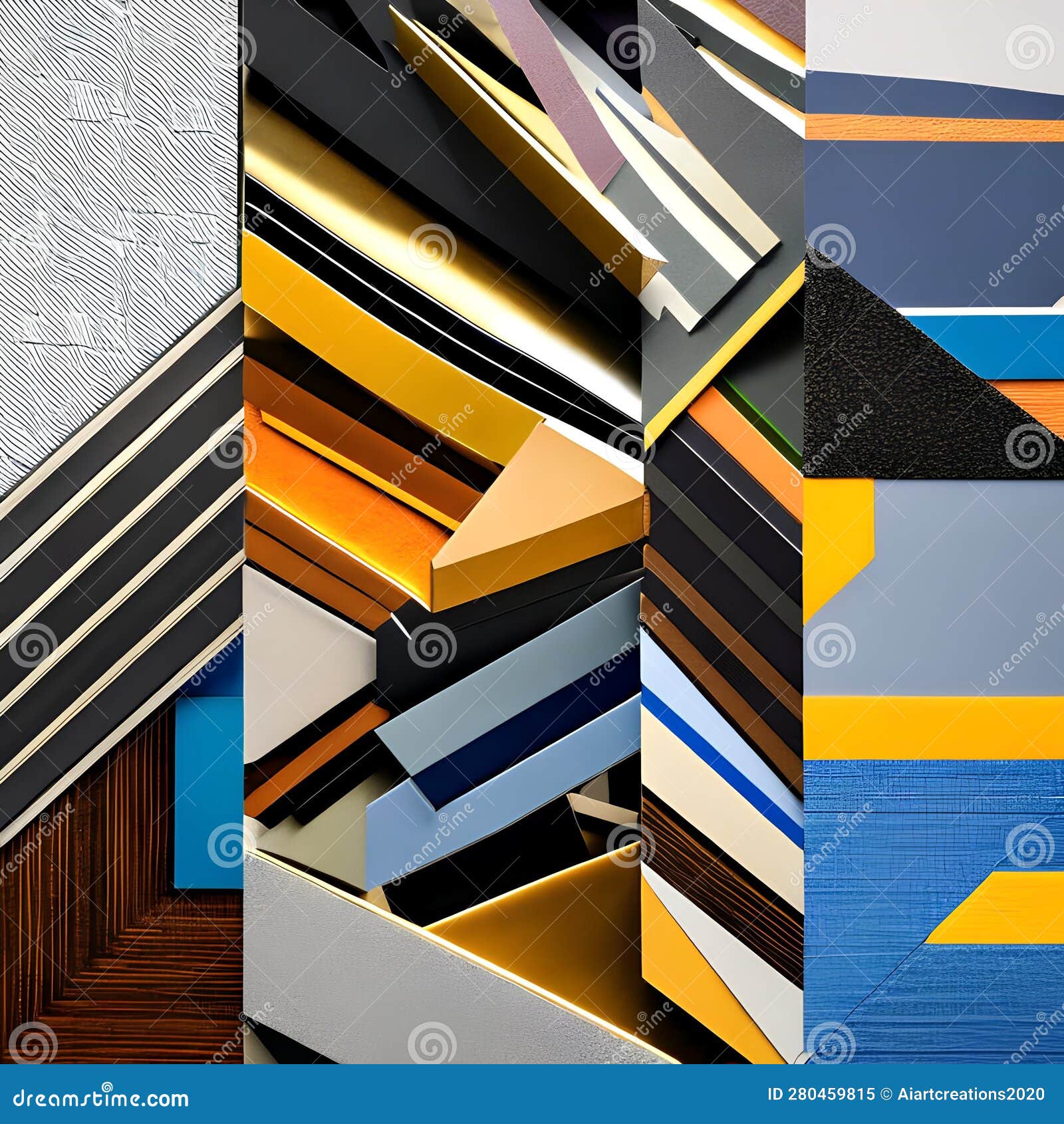 A Collage Of Abstract Shapes, Textures, And Layers, Resulting In A ...