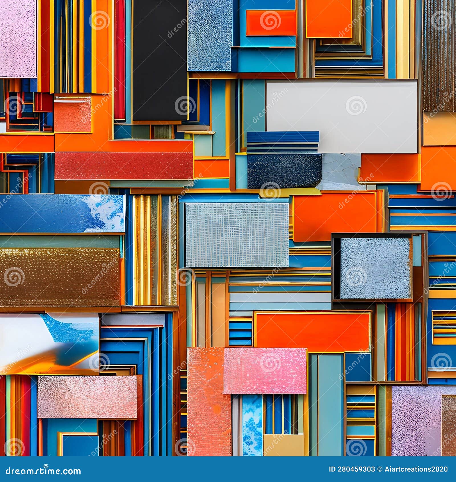 A Collage of Abstract Shapes, Textures, and Layers, Resulting in a ...