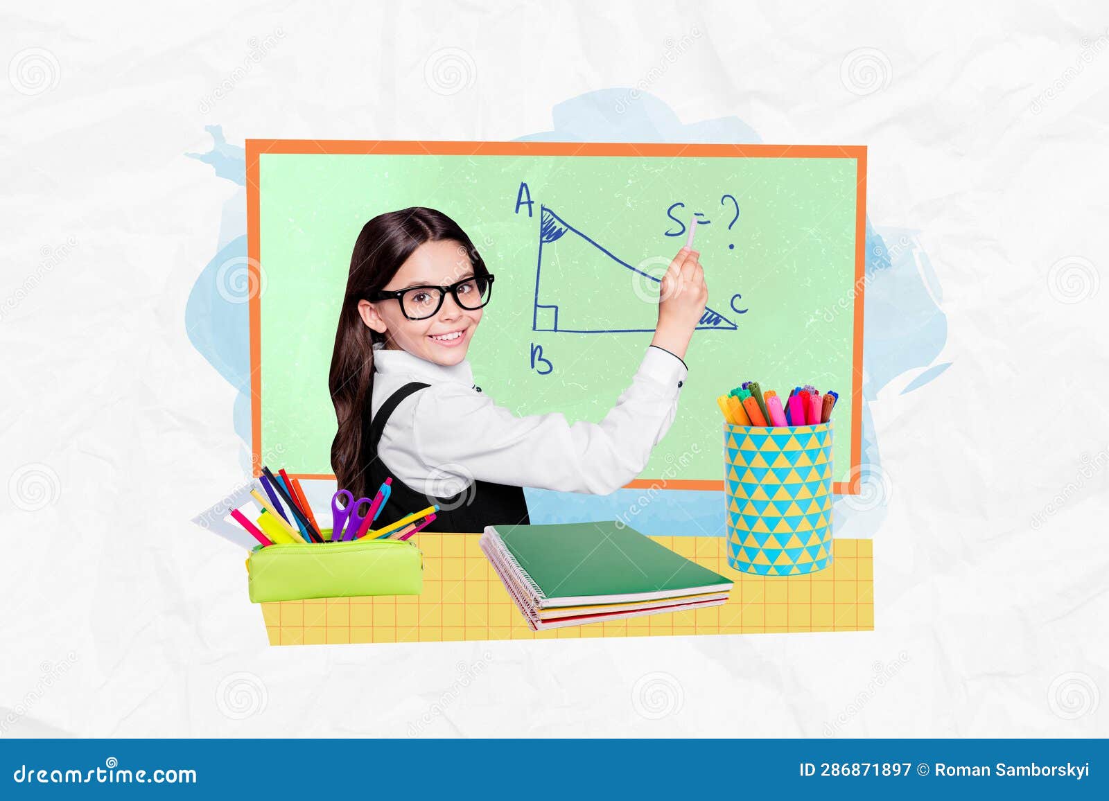 Collage Advertisement School Courses Education Small Girl Nerd Academic ...