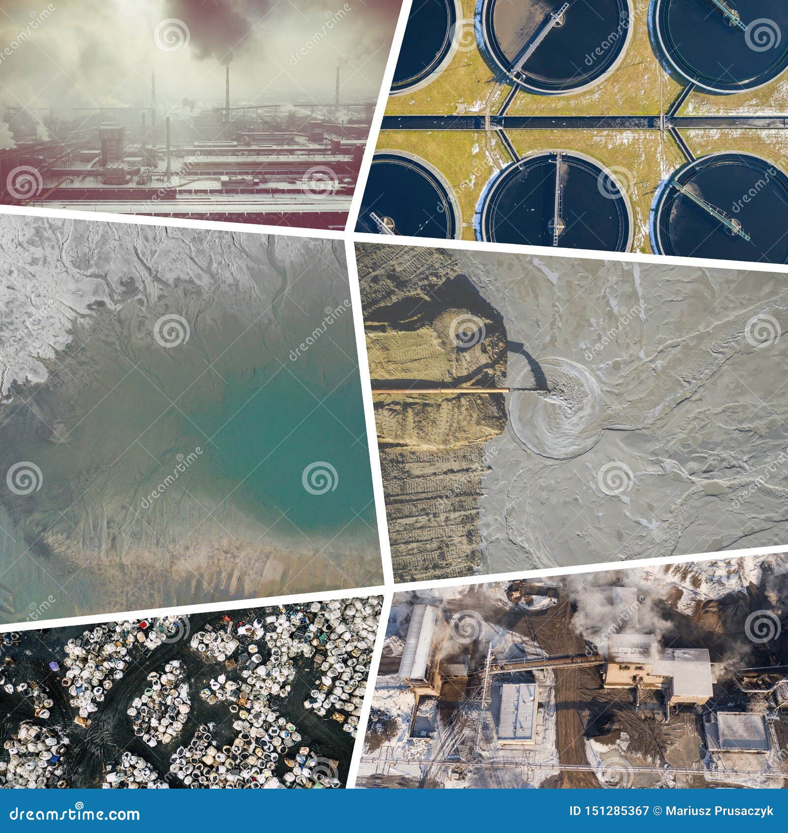 Collage Of Pollution And Garbage Objects, Making An Human Profile ...