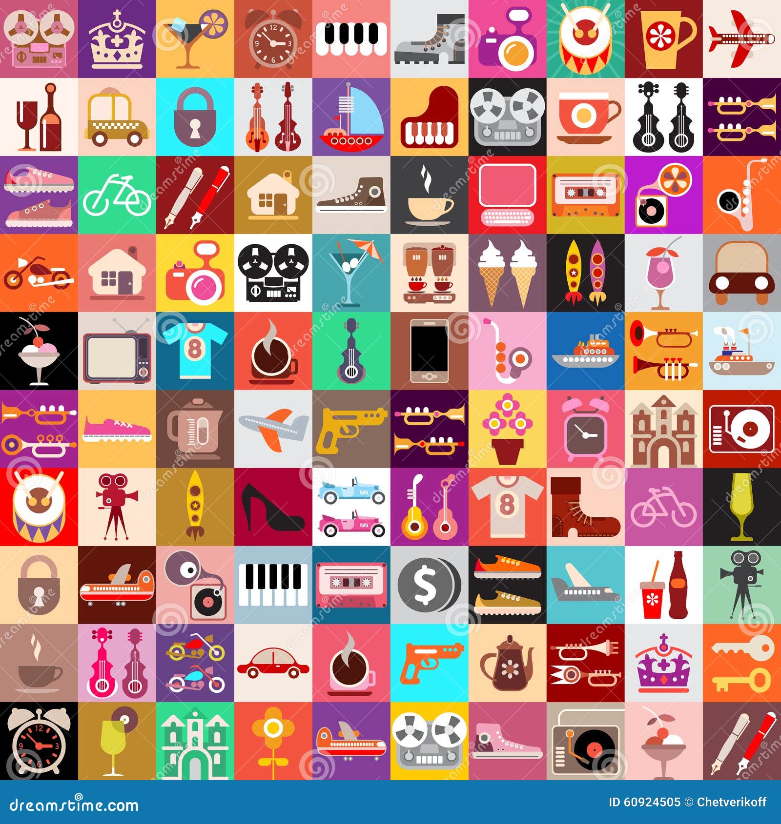 Collage Al Azar De Los Objetos Ilustración del Vector - Ilustración de ...