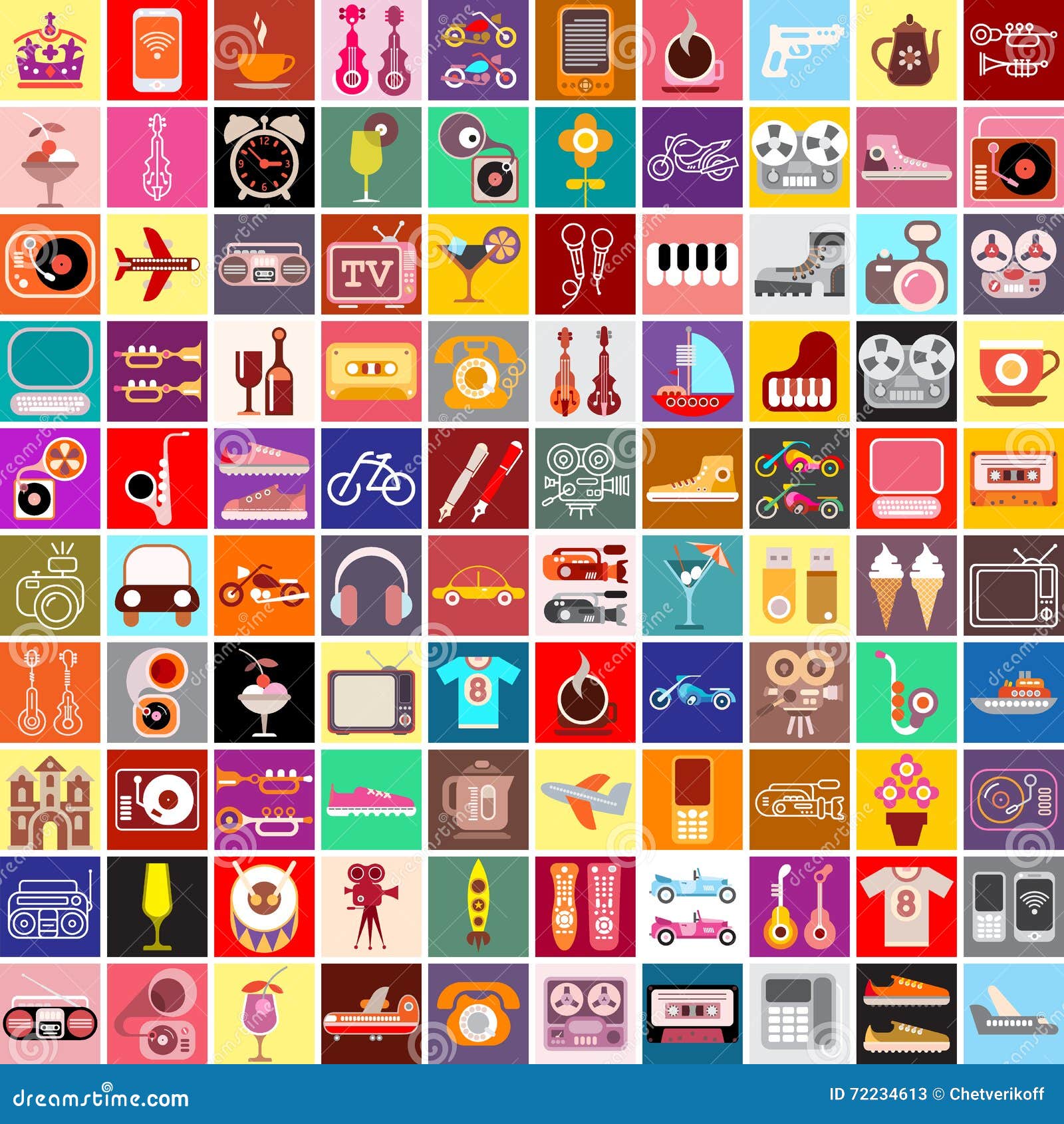 Collage Al Azar Del Vector De Los Objetos Ilustración del Vector ...